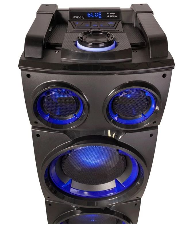 Boxa Portabila cu acumulator si lumini 300W, USB/SD/Bluetooth/FM/AUX ...