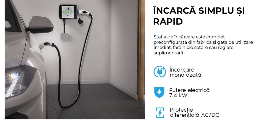 Statie de incarcare masini electrice, Type 2, Monofazata, 7.4kW, 32A ...